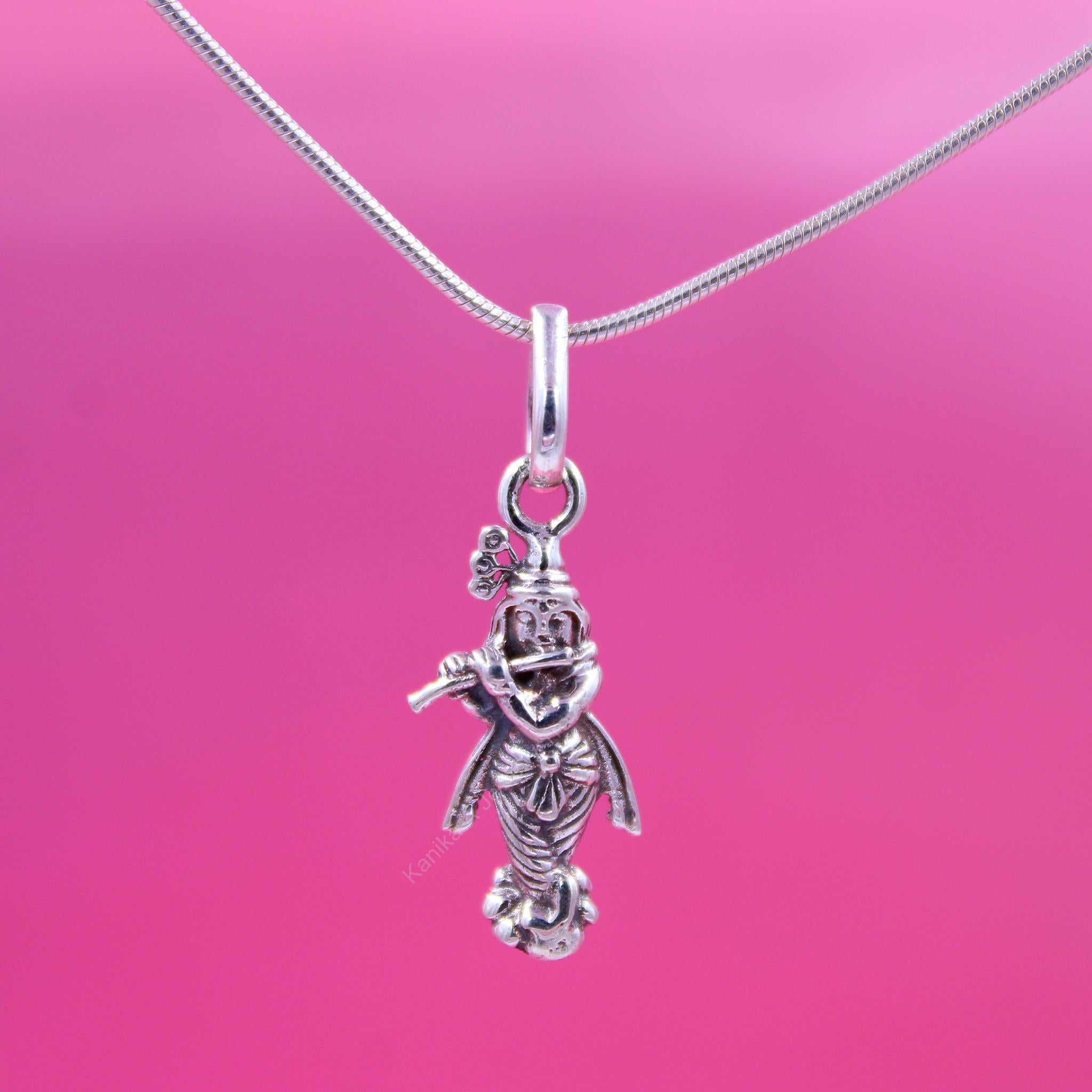 Enchanting Sterling Silver Flute-Playing Krishna Charm Necklace – Perf ...